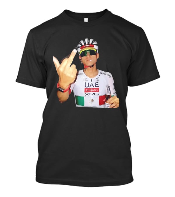 UAE Emirates Cyclist Isaac Del Toro Middle Finger Smoking With Beer T-Shirt