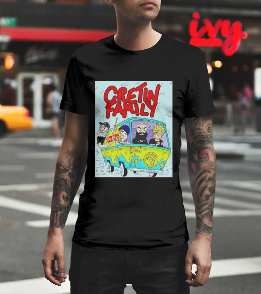 Cretin Family Punk Ramones Gabba Gabba Hey Van Cartoon T-Shirt