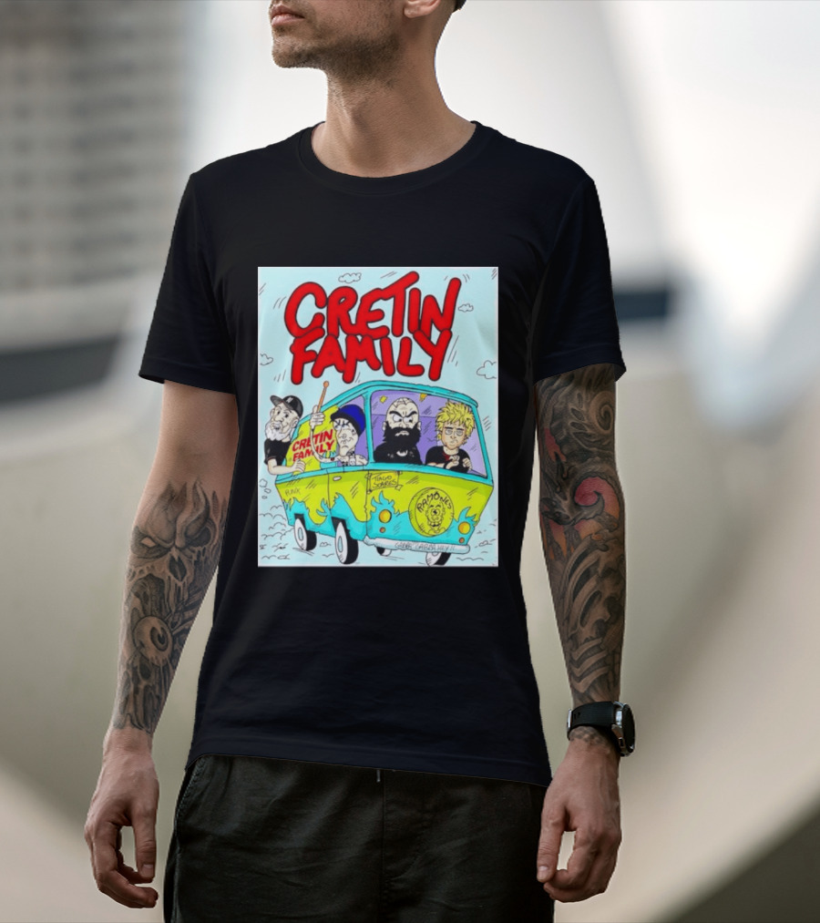 Cretin Family Punk Ramones Gabba Gabba Hey Van Cartoon T-Shirt