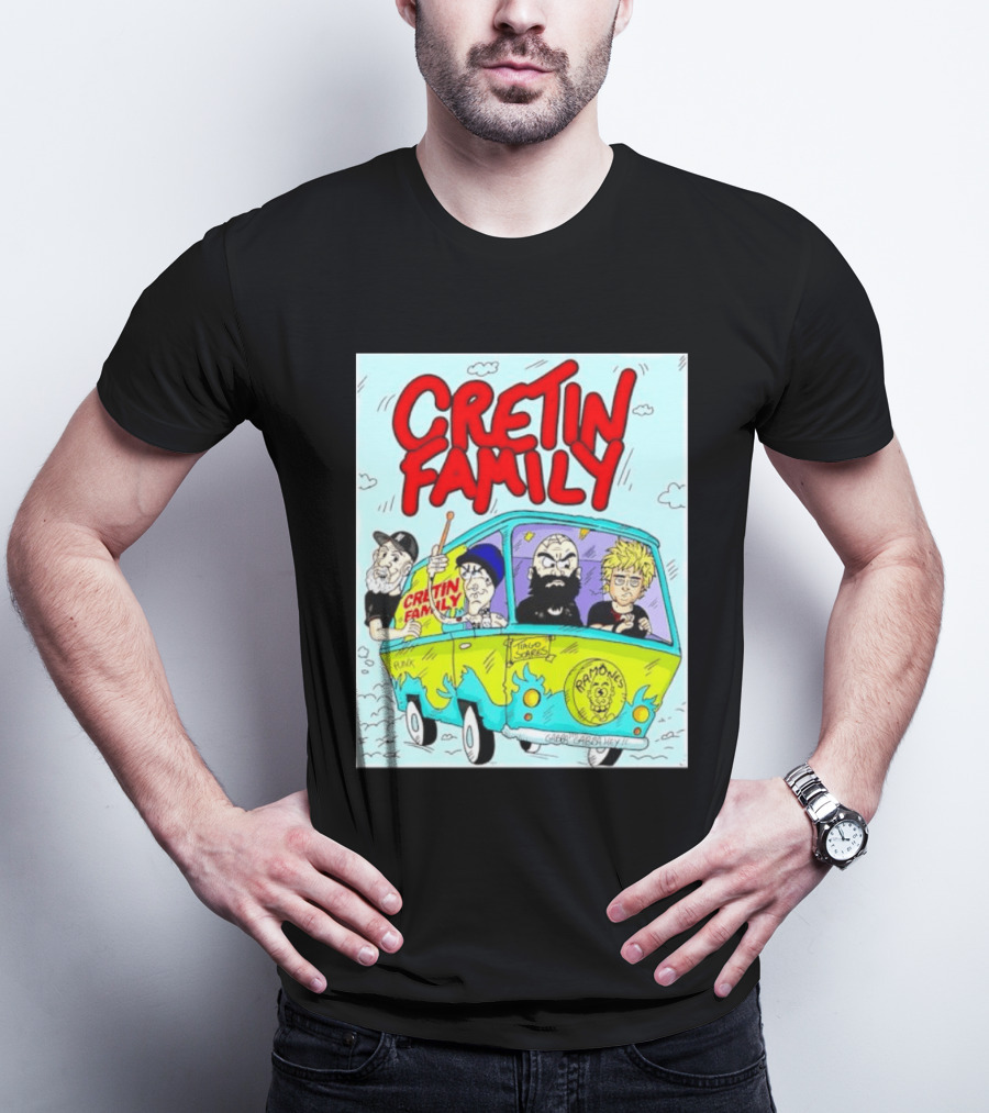 Cretin Family Punk Ramones Gabba Gabba Hey Van Cartoon T-Shirt