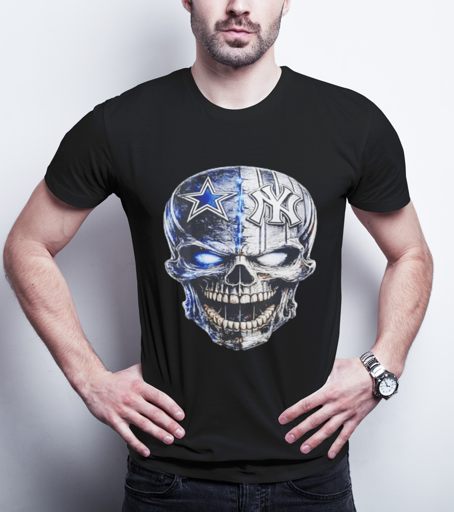 Dallas Cowboys Star New York Yankees Skull T-Shirt