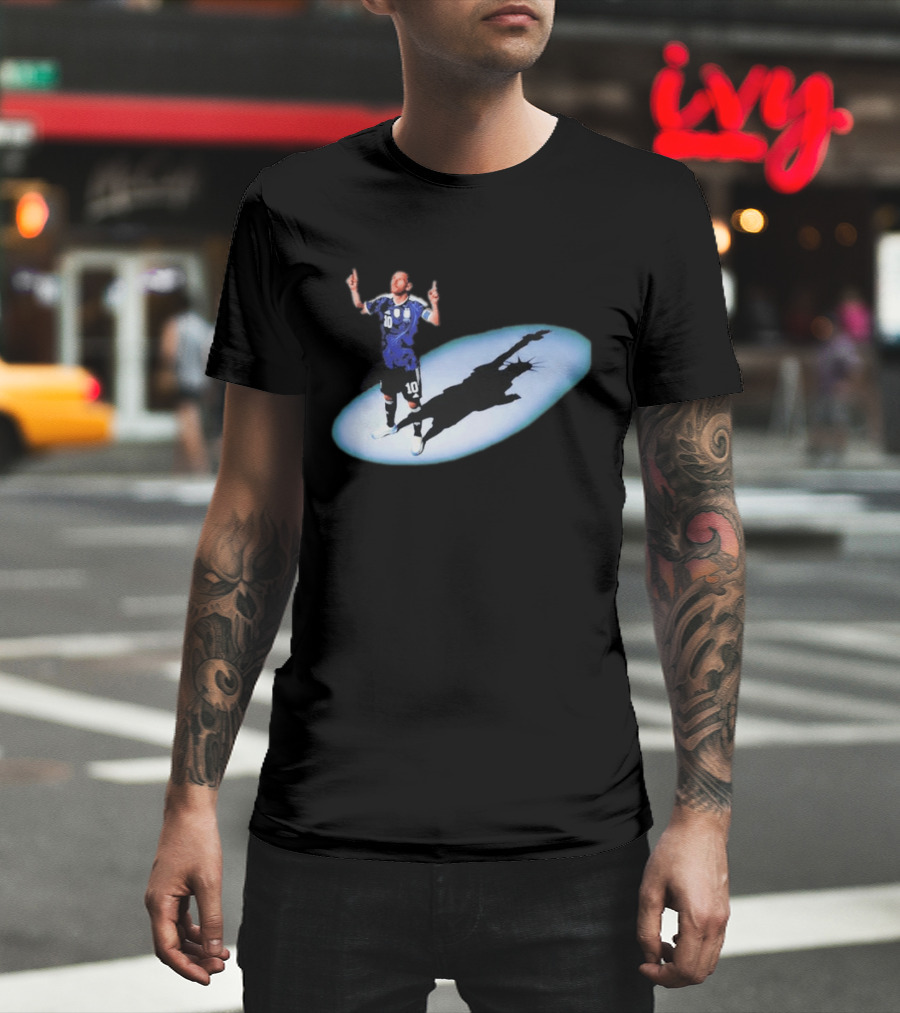 Lionel Messi Iconic Argentina Celebration With Liberty Shadow T-Shirt