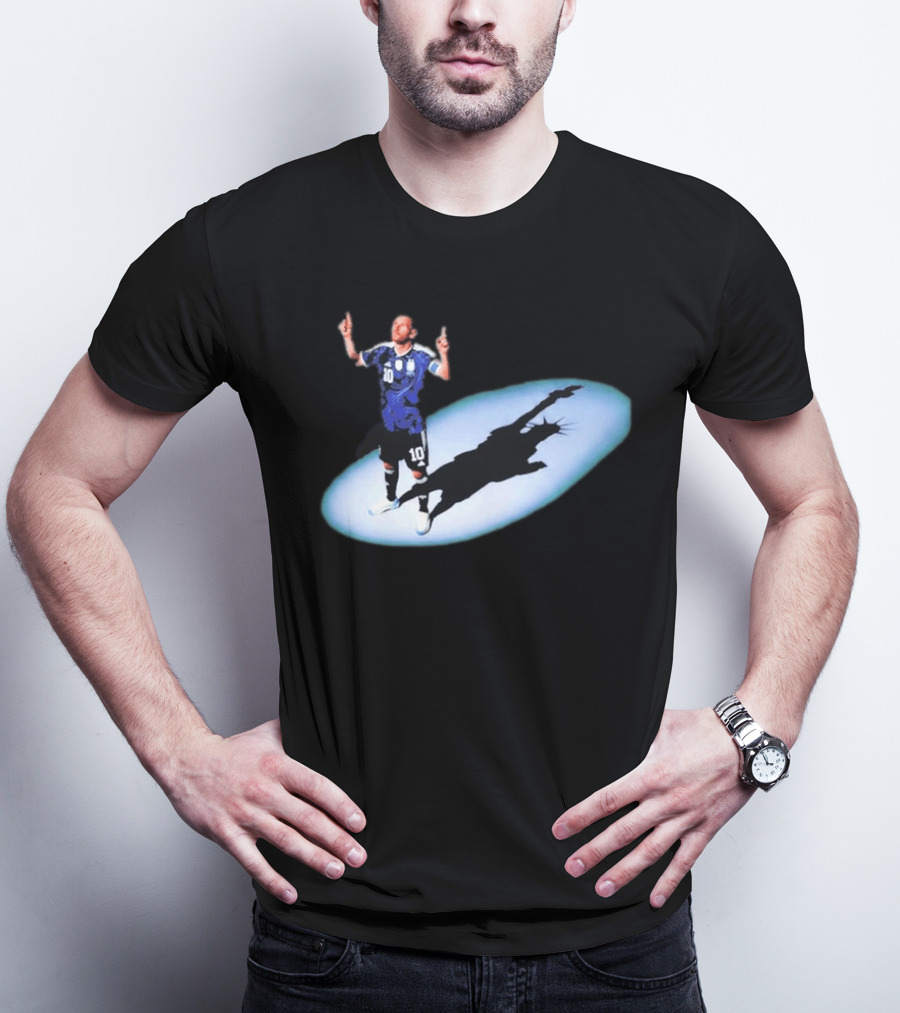 Lionel Messi Iconic Argentina Celebration With Liberty Shadow T-Shirt