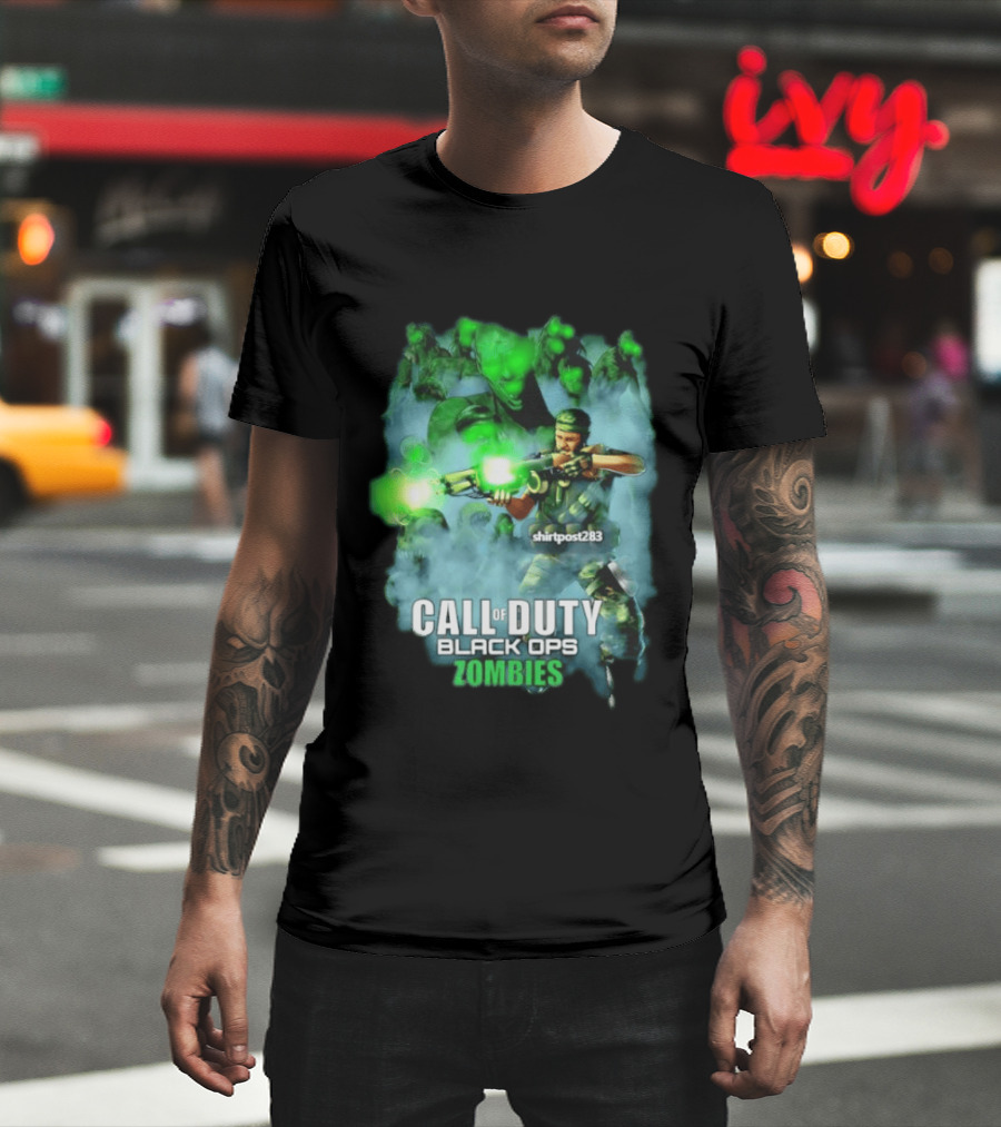 Call Of Duty Black Ops Zombies Tank Dempsey Battle Scene T-Shirt