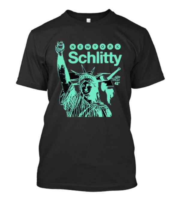New York Schlitty Statue Liberty ARM Angle New York Baseball T-Shirt