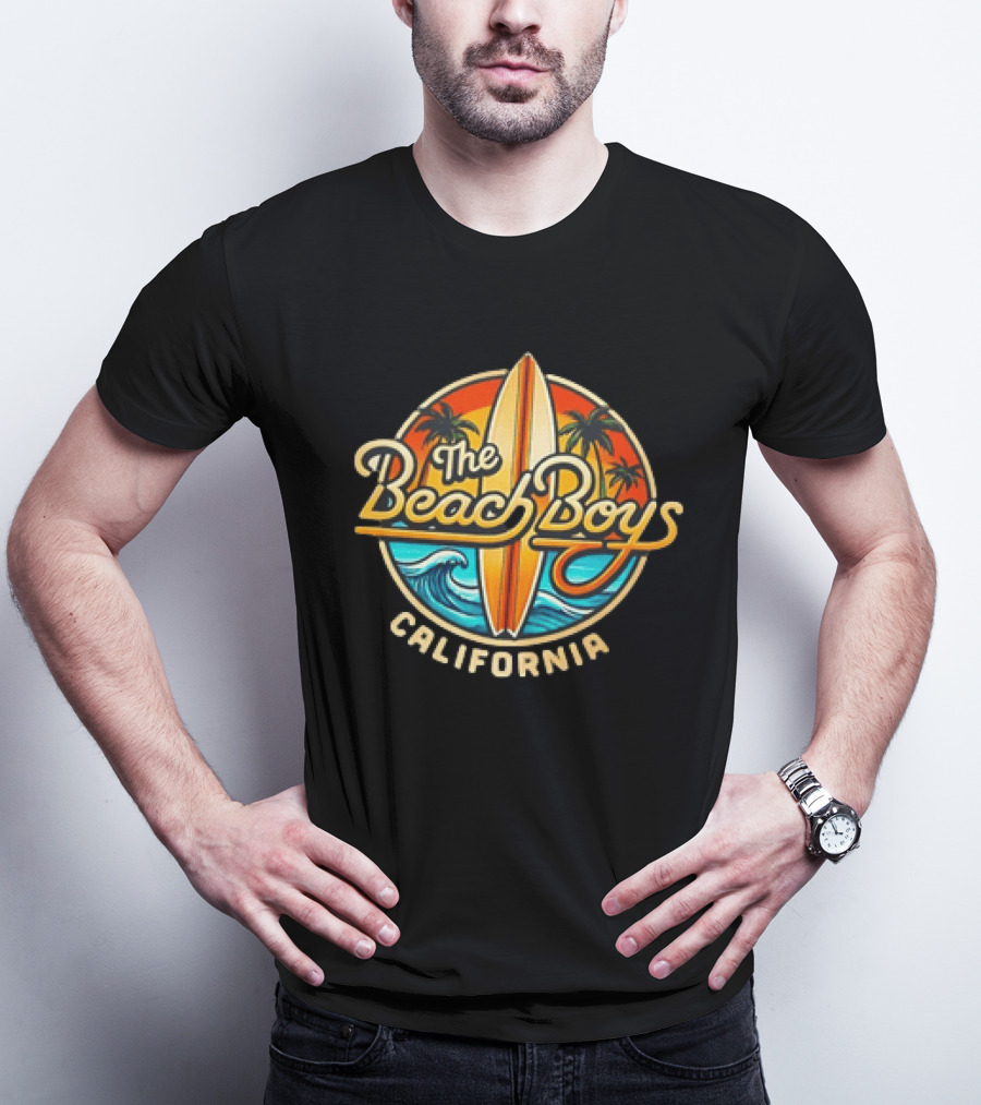 The Beach Boys California Surfboard Palm Trees Ocean Wave T-Shirt