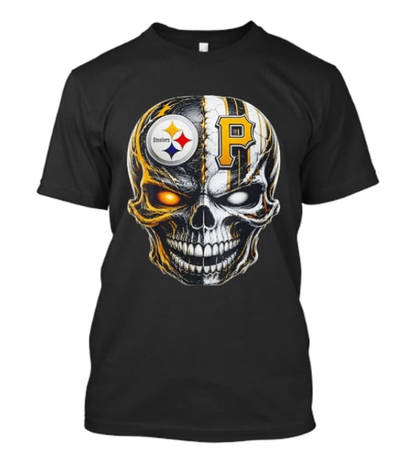 Pittsburgh Pride Skull Steelers Pirates Sports Fusion T-Shirt