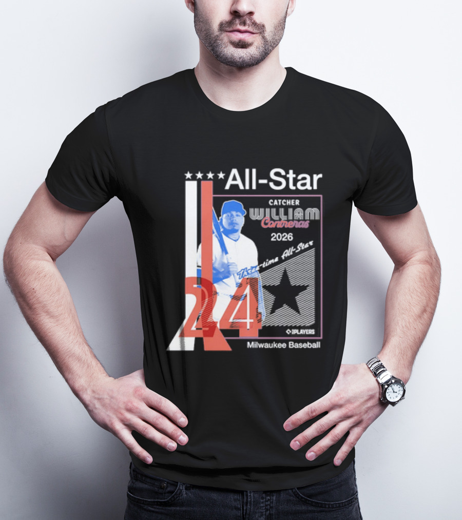 All Star Catcher William Contreras Milwaukee Baseball 2026 24 Three Time T-Shirt