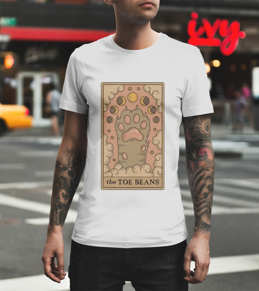 Cat Paw Toe Beans Tarot Moon Phases Card T-Shirt