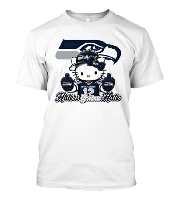 Hello Kitty Seattle Seahawks Haters Gonna Hate Middle Finger 12 T-Shirt