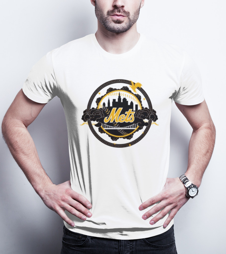 New York Mets MLB Skyline Baseball Bridge T-Shirt