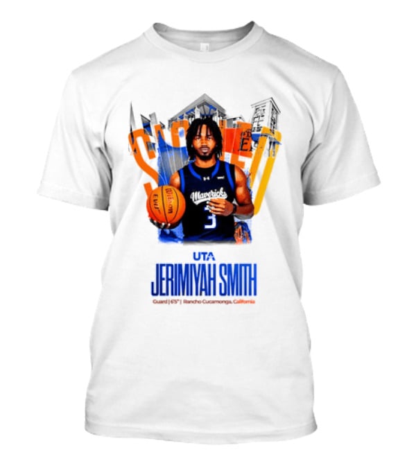 UTA Mavericks Jerimiyah Smith No 3 Basketball Player T-Shirt