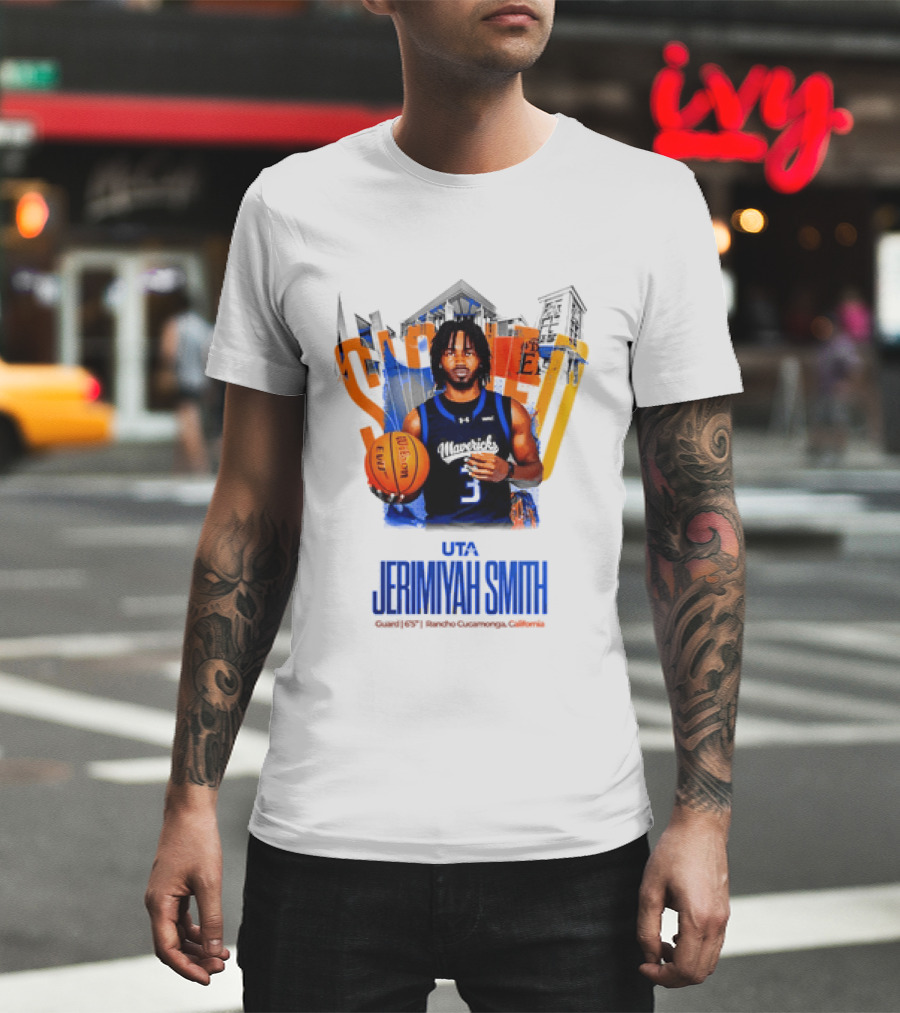 UTA Mavericks Jerimiyah Smith No 3 Basketball Player T-Shirt