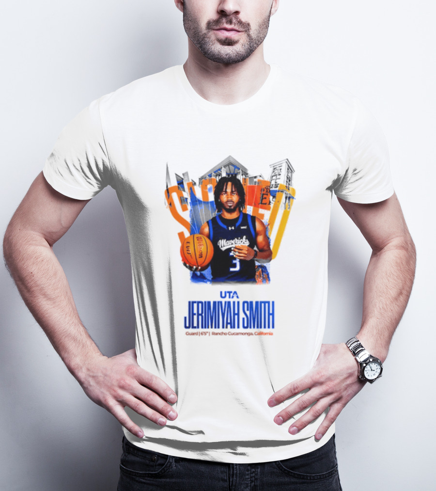 UTA Mavericks Jerimiyah Smith No 3 Basketball Player T-Shirt