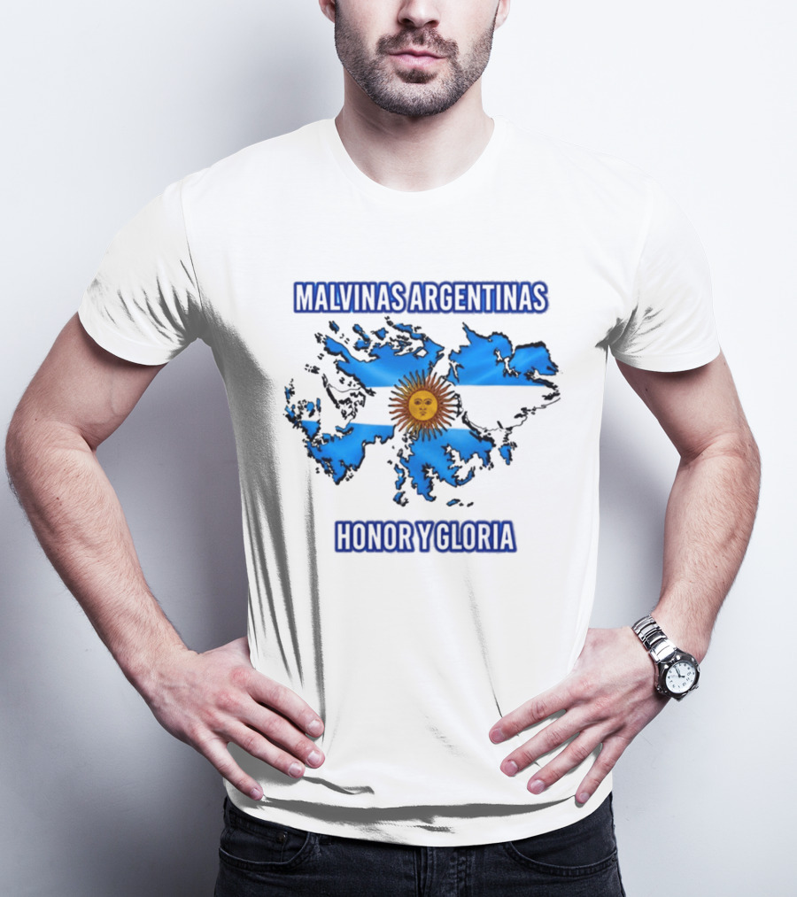 Malvinas Argentinas Honor Y Gloria Sun Symbol Map T-Shirt
