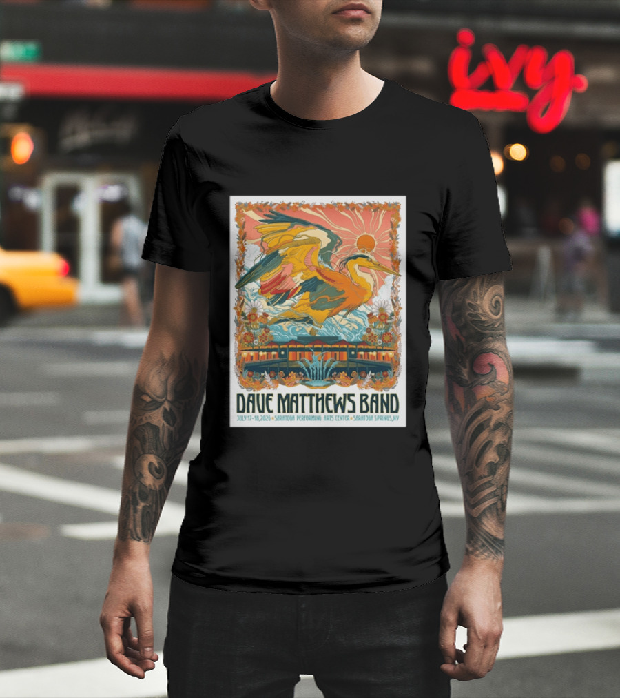 Dave Matthews Band July 17 18 2026 Saratoga Performing Arts Center Heron Art Saratoga Springs NY T-Shirt
