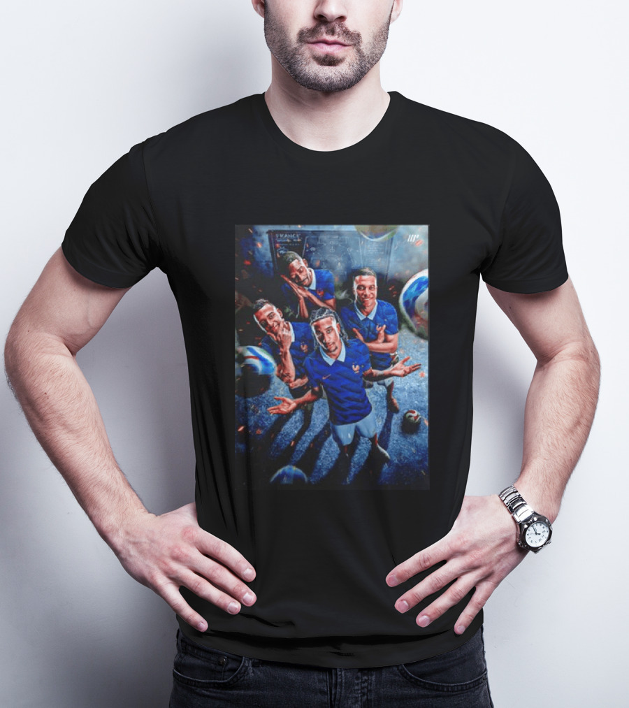 France National Team Players Collage Blue Jerseys Football Stars T-Shirt