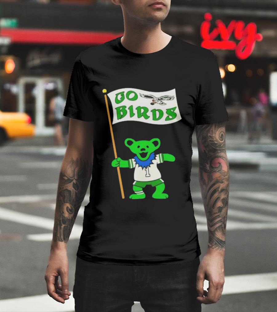 Grateful Dead Dancing Bear Philadelphia Eagles Go Birds Football T-Shirt