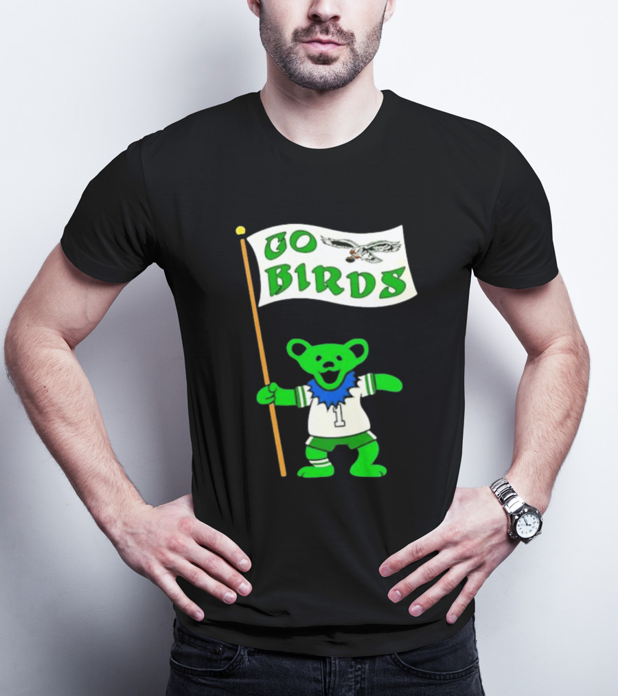 Grateful Dead Dancing Bear Philadelphia Eagles Go Birds Football T-Shirt