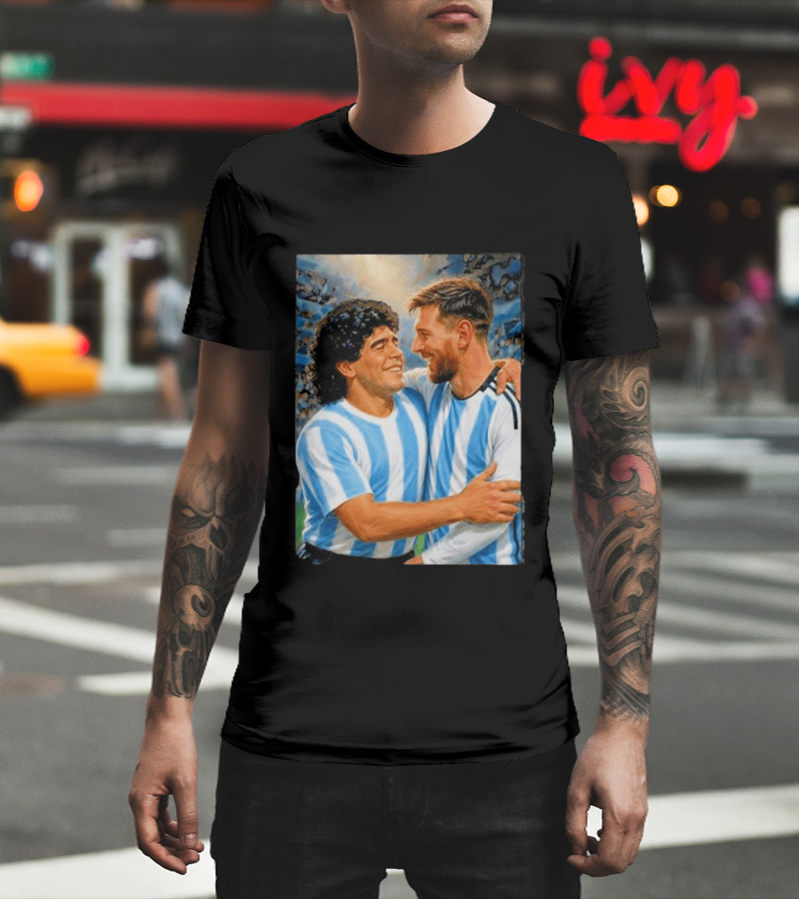 Lionel Messi Maradona Argentina Football Legends Digital T-Shirt
