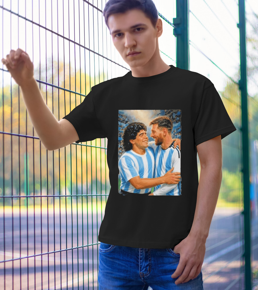 Lionel Messi Maradona Argentina Football Legends Digital T-Shirt