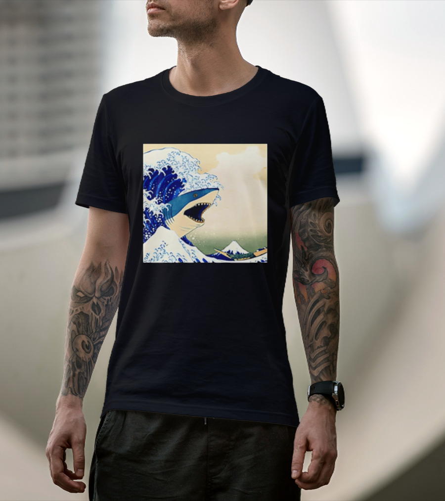 The Great Wave Off Kanagawa Sharks Fusion Art Japan Ukiyo E T-Shirt