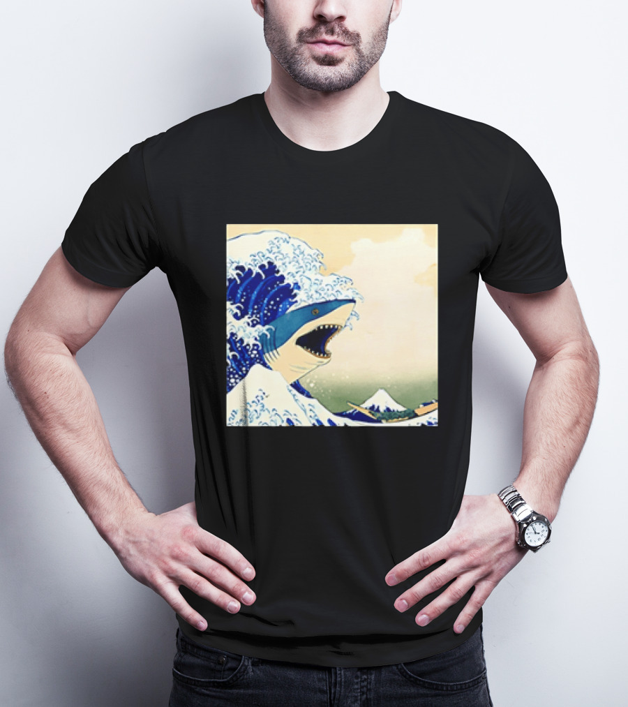 The Great Wave Off Kanagawa Sharks Fusion Art Japan Ukiyo E T-Shirt