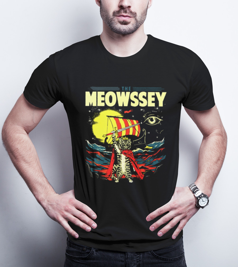 The Meowssey Vintage Odyssey Cat With Eye And Stripes T-Shirt