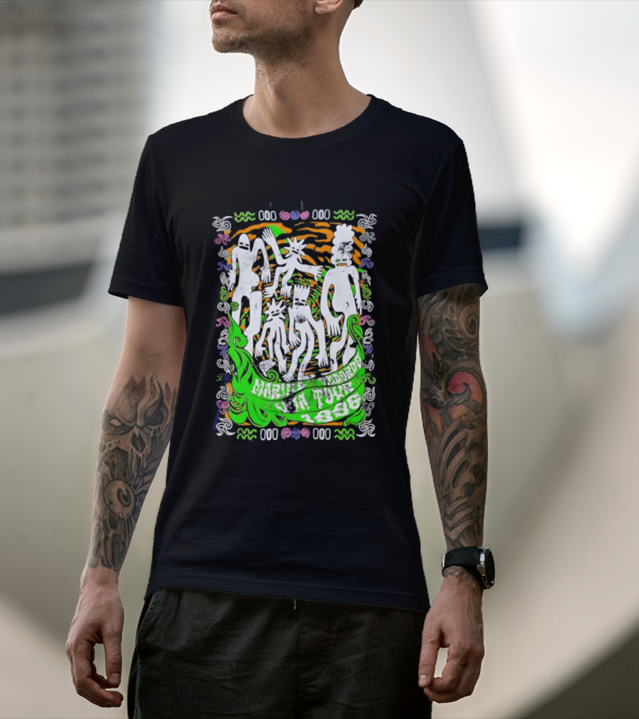 Marine Records 1996 USA Tour Alternative Rock Silhouette Art Psychedelic T-Shirt