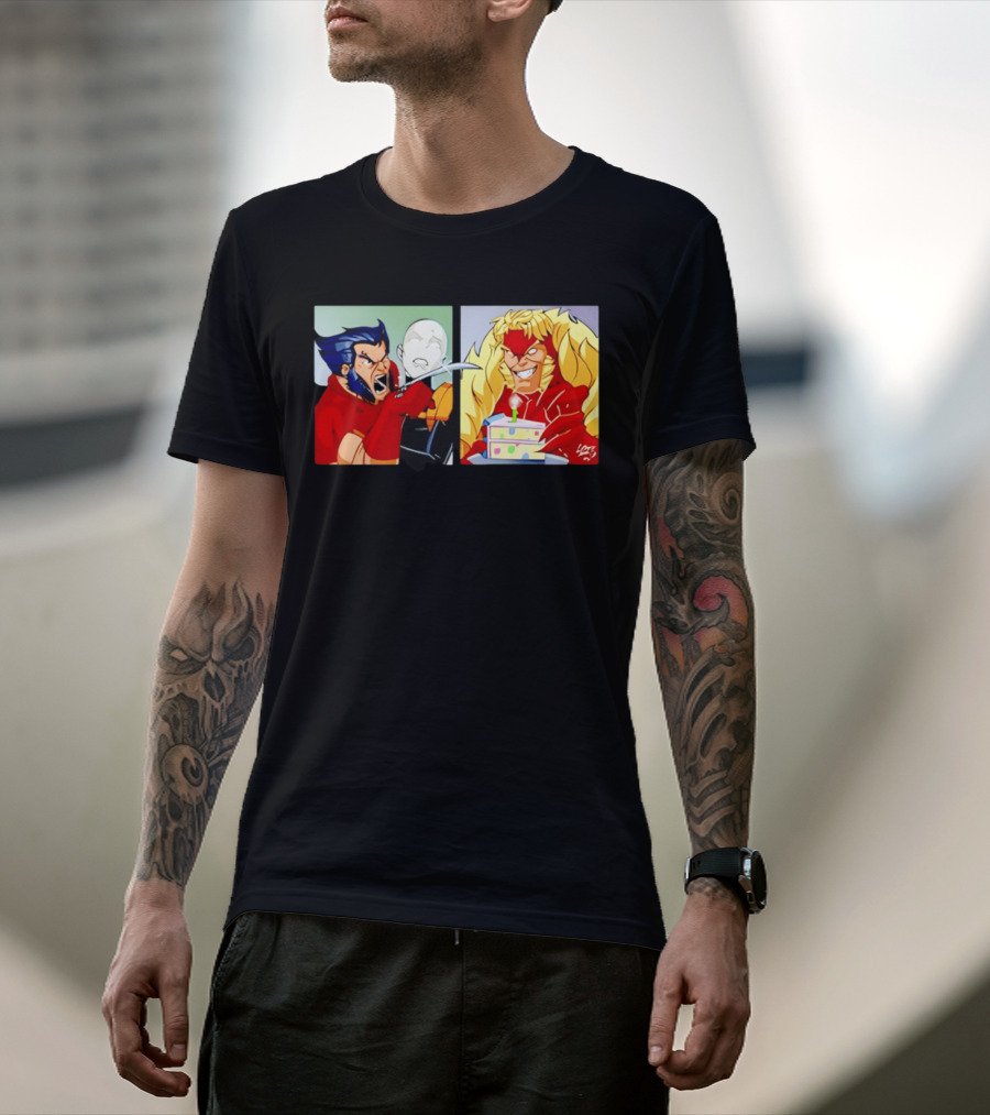 Wolverine And Morph Shouting At Sabretooth Birthday Cake Meme T-Shirt