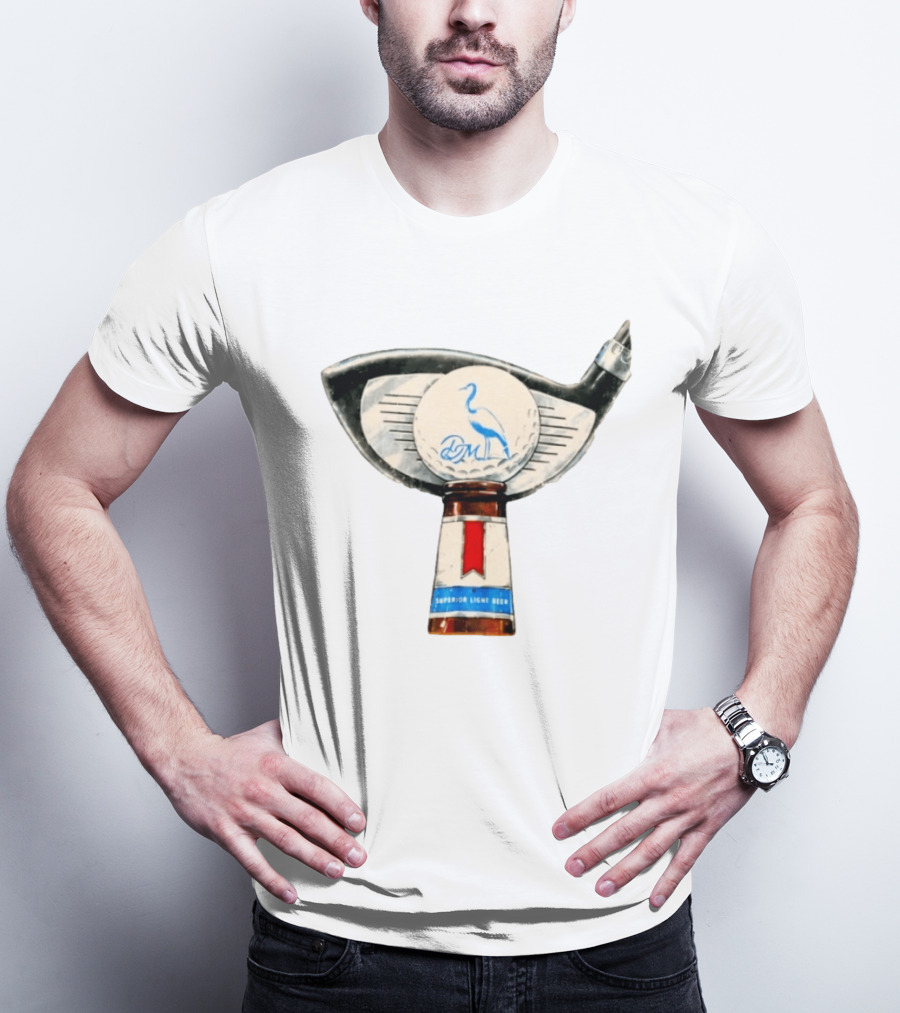 Dirty Marsh Superior Light Beer Golf Heron Bird Tap Handle T-Shirt