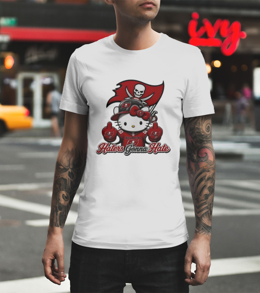Hello Kitty Buccaneers Football Haters Gonna Hate Middle Finger T-Shirt