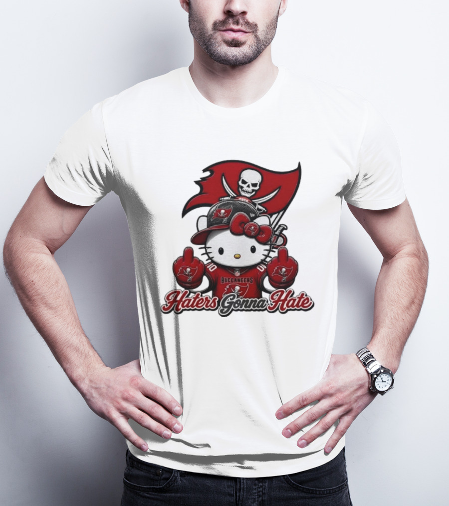 Hello Kitty Buccaneers Football Haters Gonna Hate Middle Finger T-Shirt
