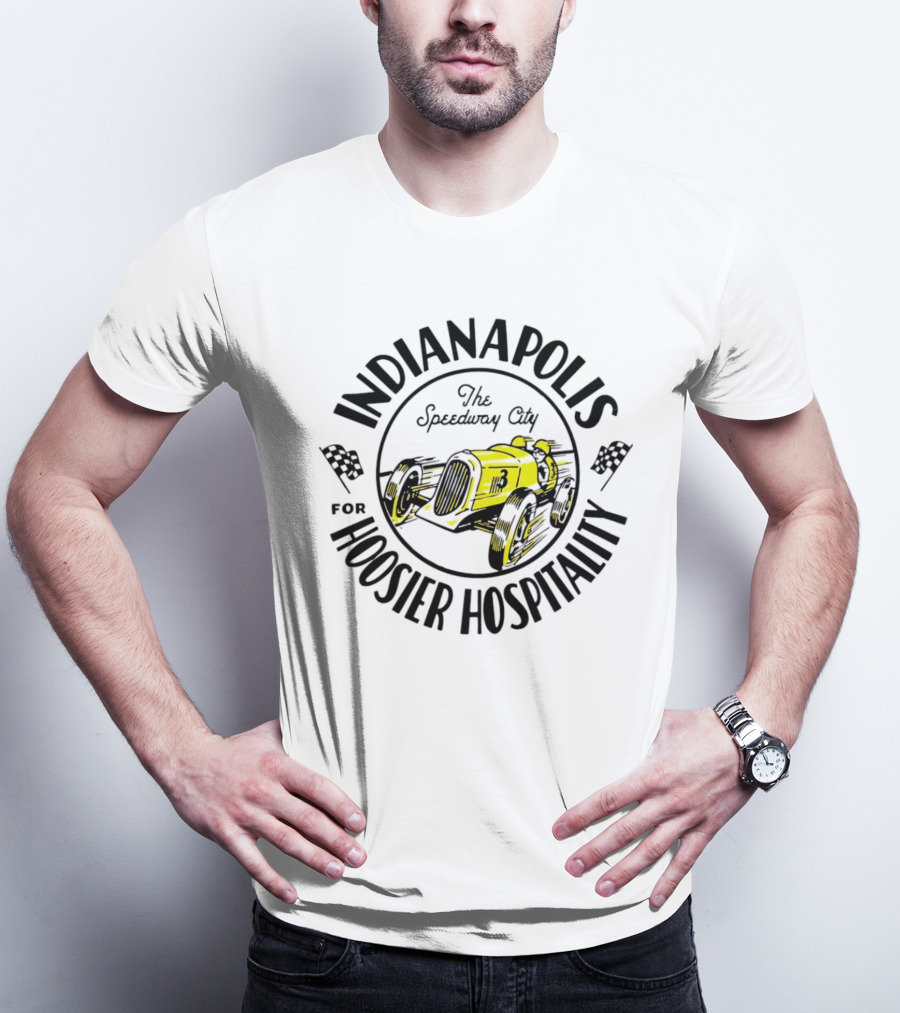 Indianapolis The Speedway City For Hoosier Hospitality Vintage Race Car T-Shirt