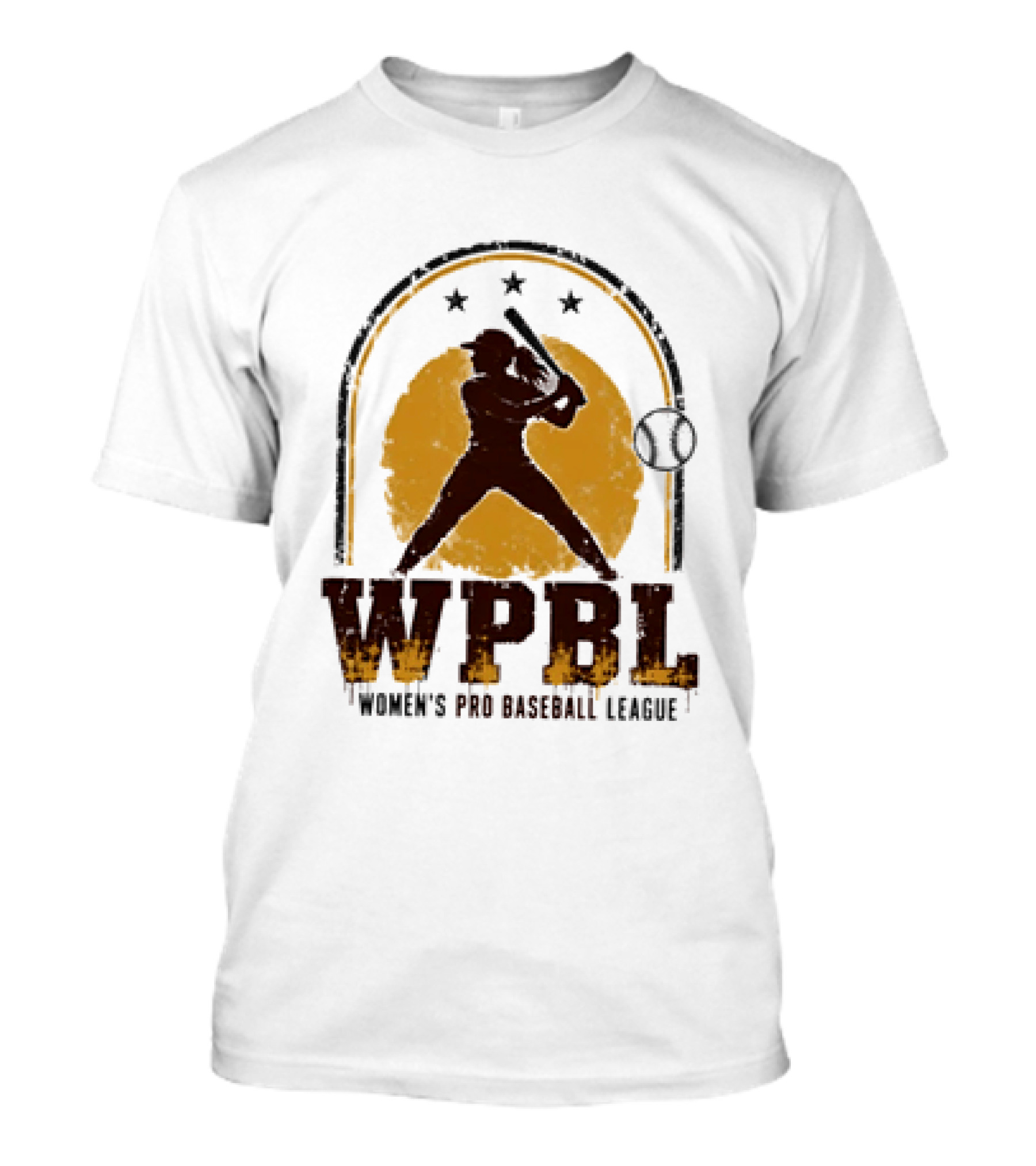 WPBL Women's Pro Baseball League Retro Silhouette Batting T-Shirt