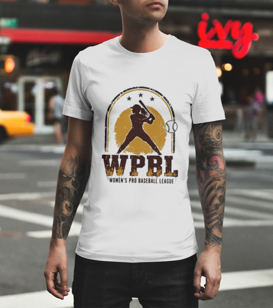 WPBL Women's Pro Baseball League Retro Silhouette Batting T-Shirt