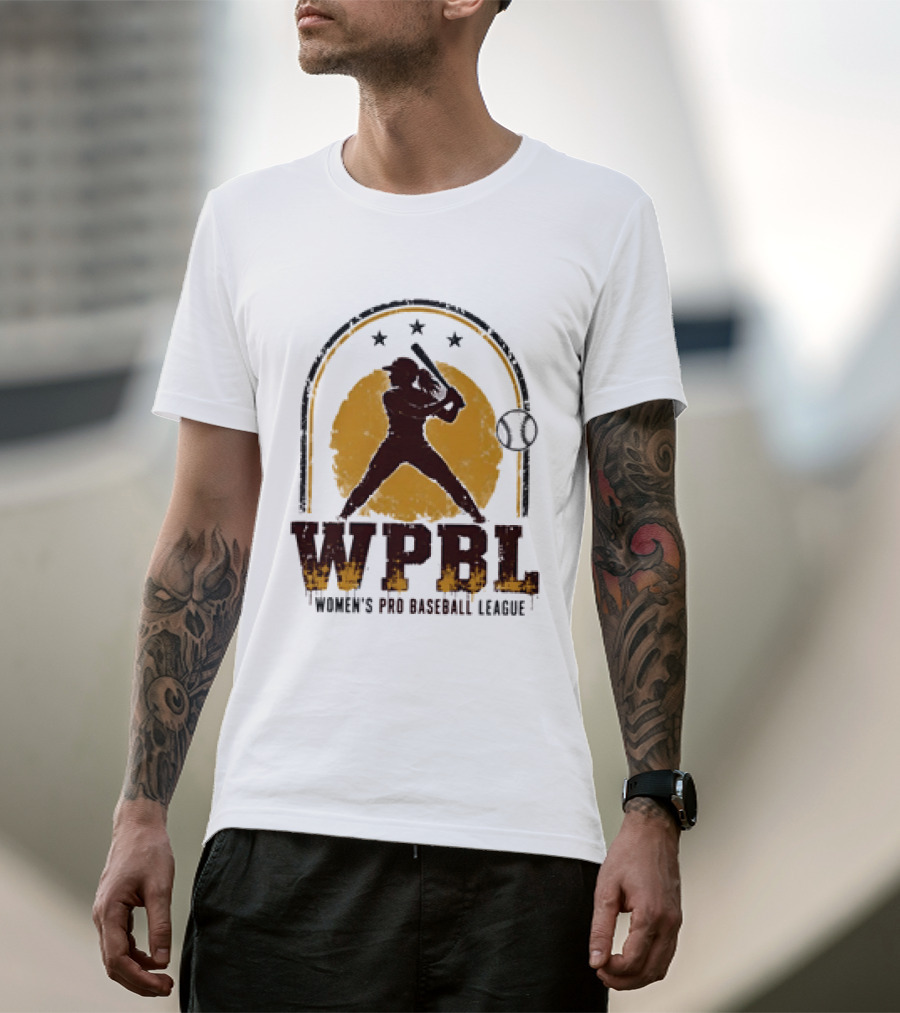 WPBL Women's Pro Baseball League Retro Silhouette Batting T-Shirt