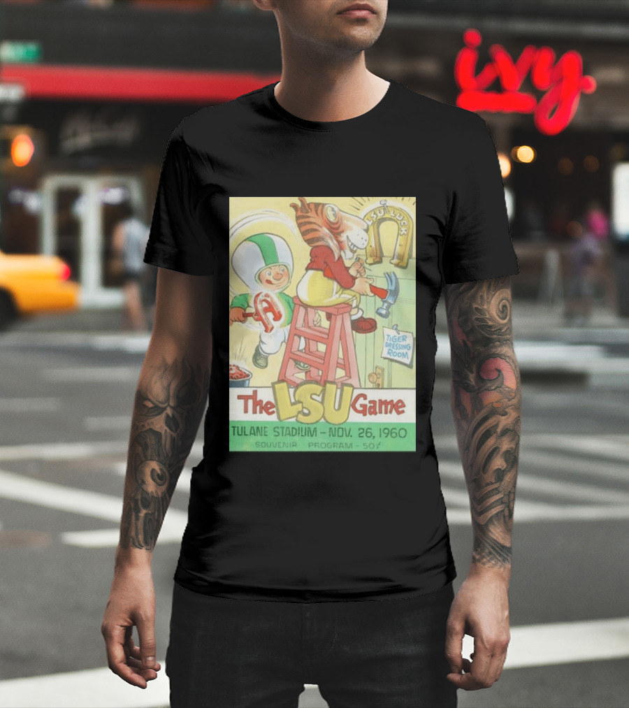 1960 The LSU Game Tulane Stadium Souvenir Program Tiger Dressing Room November 26 T-Shirt