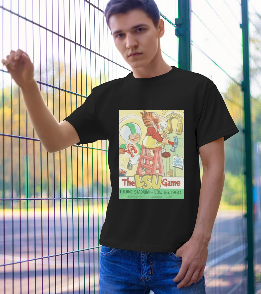 1960 The LSU Game Tulane Stadium Souvenir Program Tiger Dressing Room November 26 T-Shirt