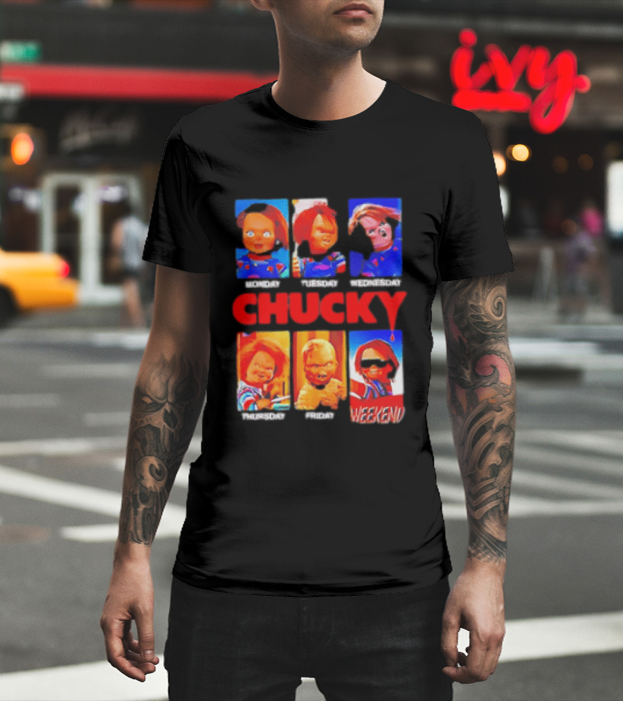 Child's Play Chucky Monday To Weekend Expressions T-Shirt