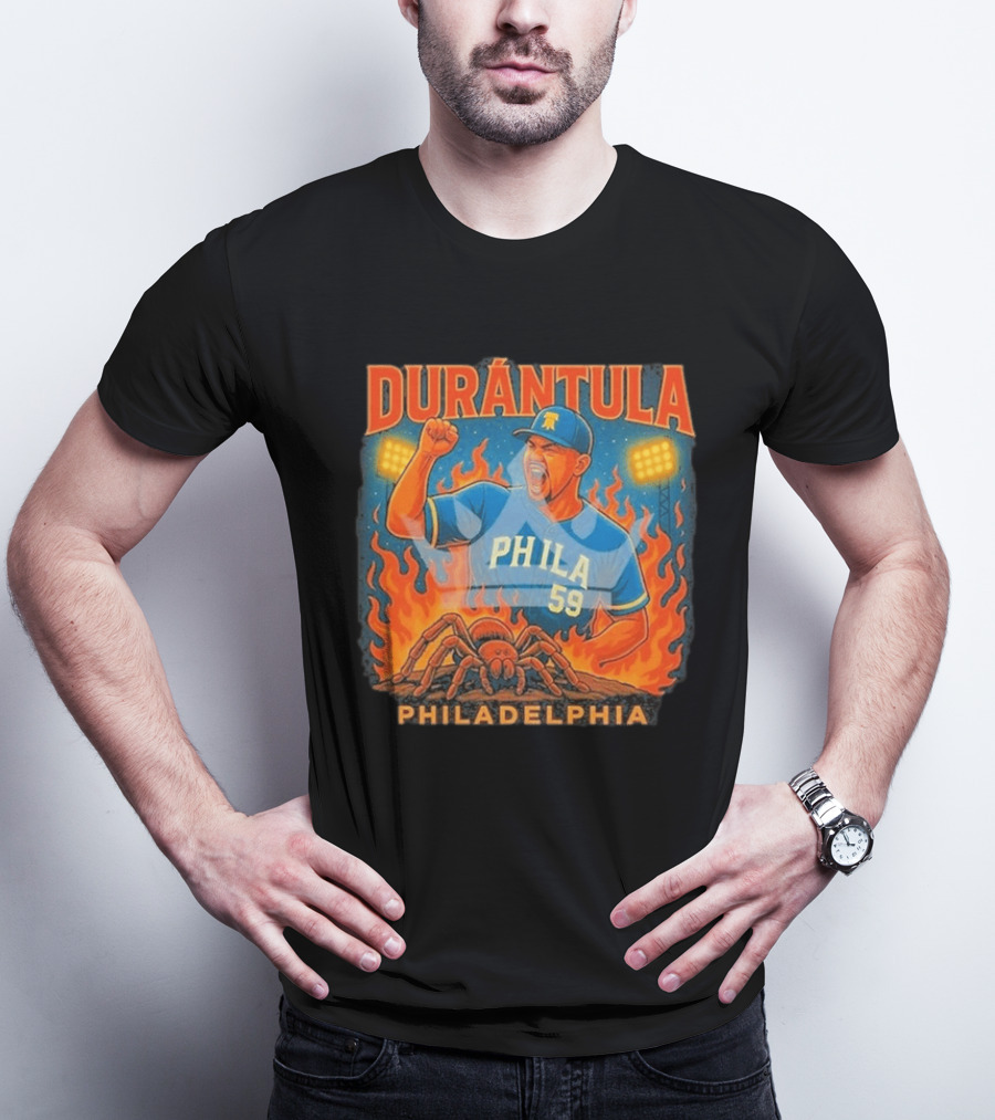 Durantula Philadelphia Phila 59 Baseball Flames Spider T-Shirt