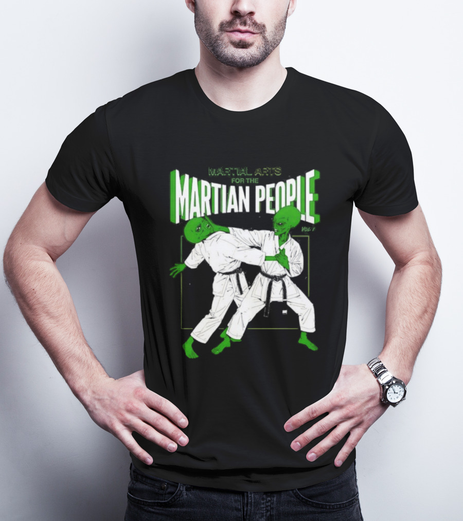 Martial Arts For The Martian People Vol 1 Green Martian Figures In Gi T-Shirt