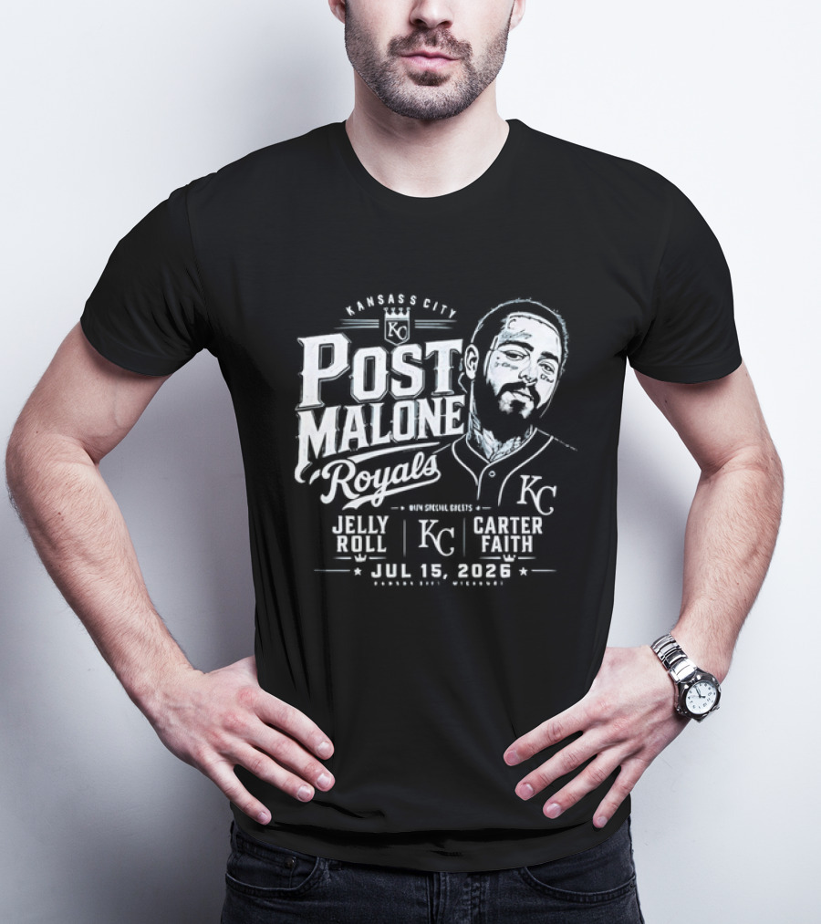 Post Malone Kansas City Royals Concert Jelly Roll Carter Faith KC 2023 T-Shirt