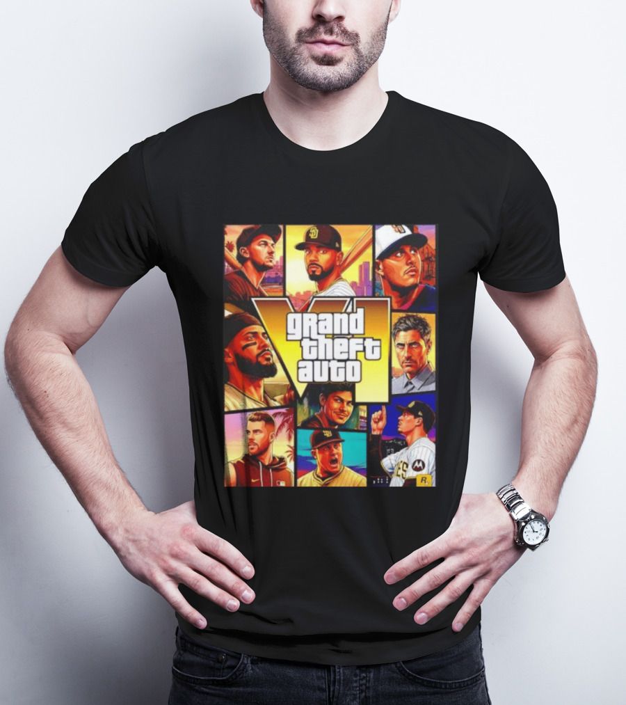 San Diego Padres Grand Theft Auto V Collage Players Team Portraits T-Shirt