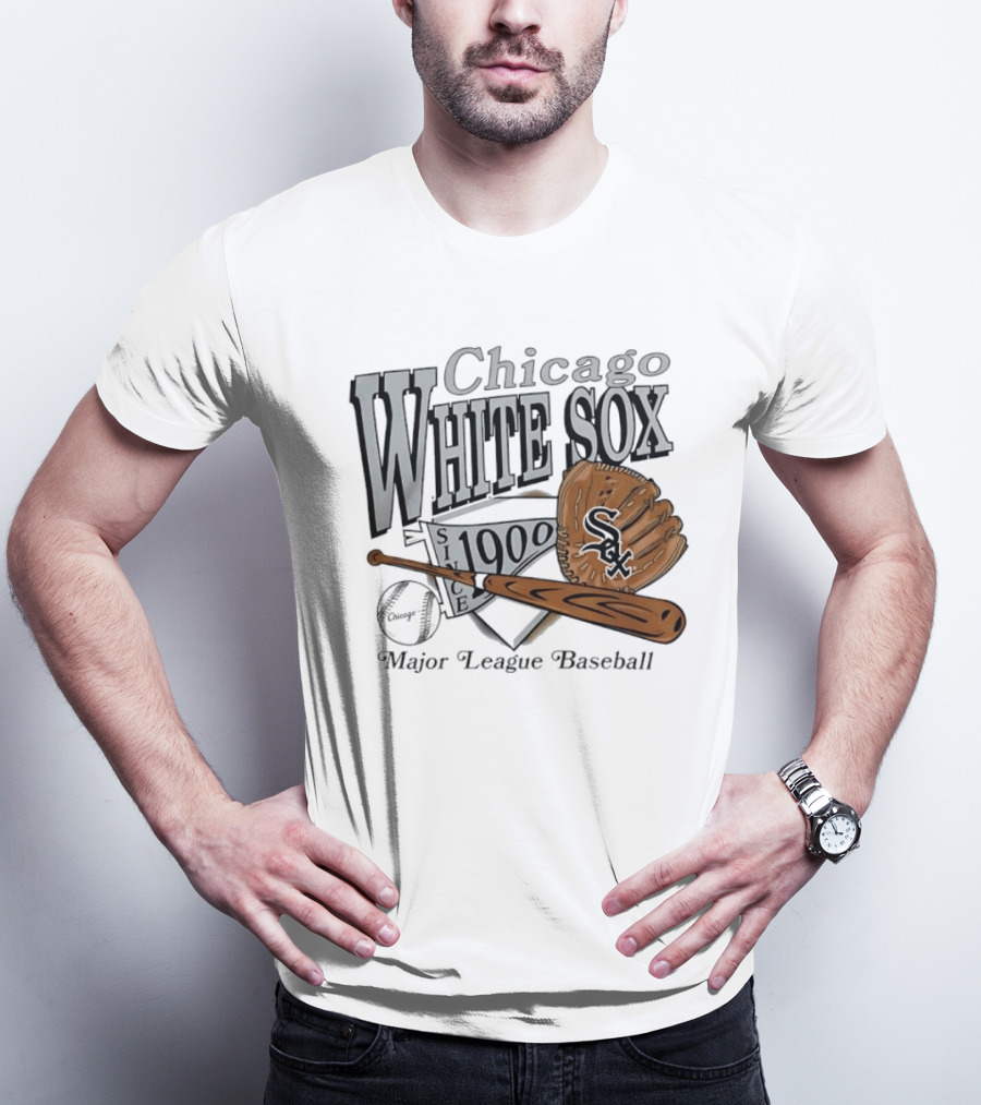 Chicago White Sox Since 1900 Major League Baseball Vintage Style Glove And Bat T-Shirt