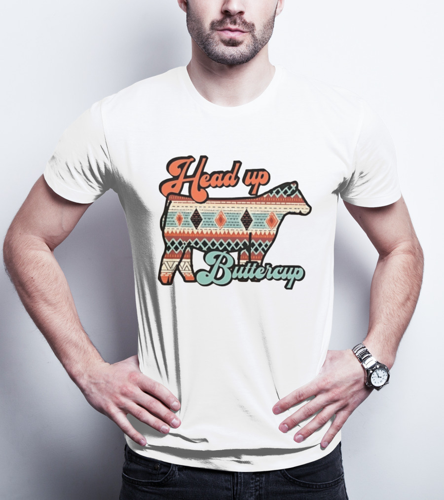 Head Up Buttercup Cow Aztec T-Shirt