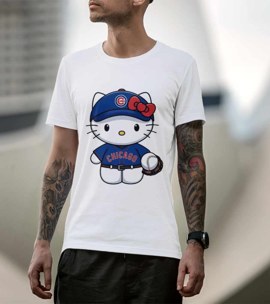 Hello Kitty Chicago Cubs Baseball MLB Collaboration T-Shirt