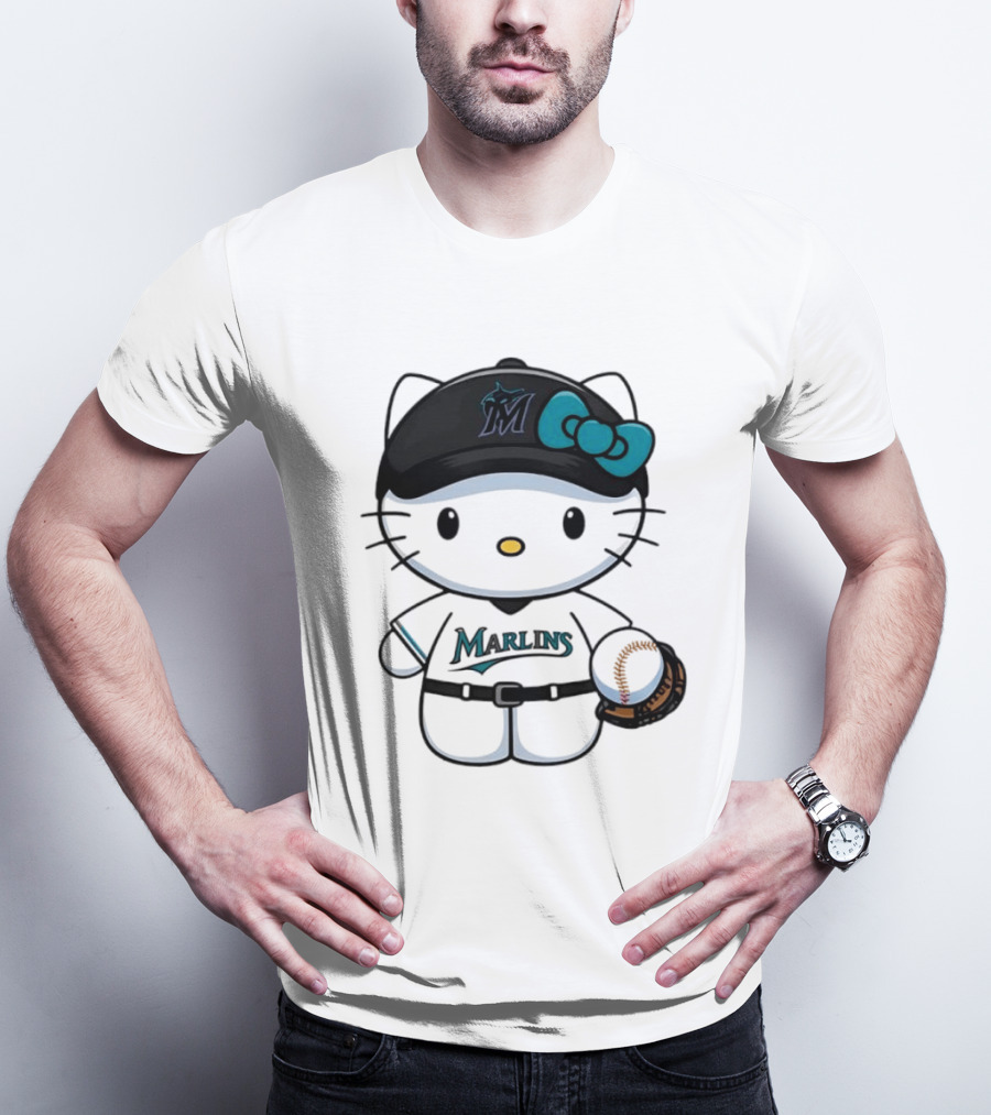 Hello Kitty Miami Marlins MLB Baseball Fan Merchandise T-Shirt