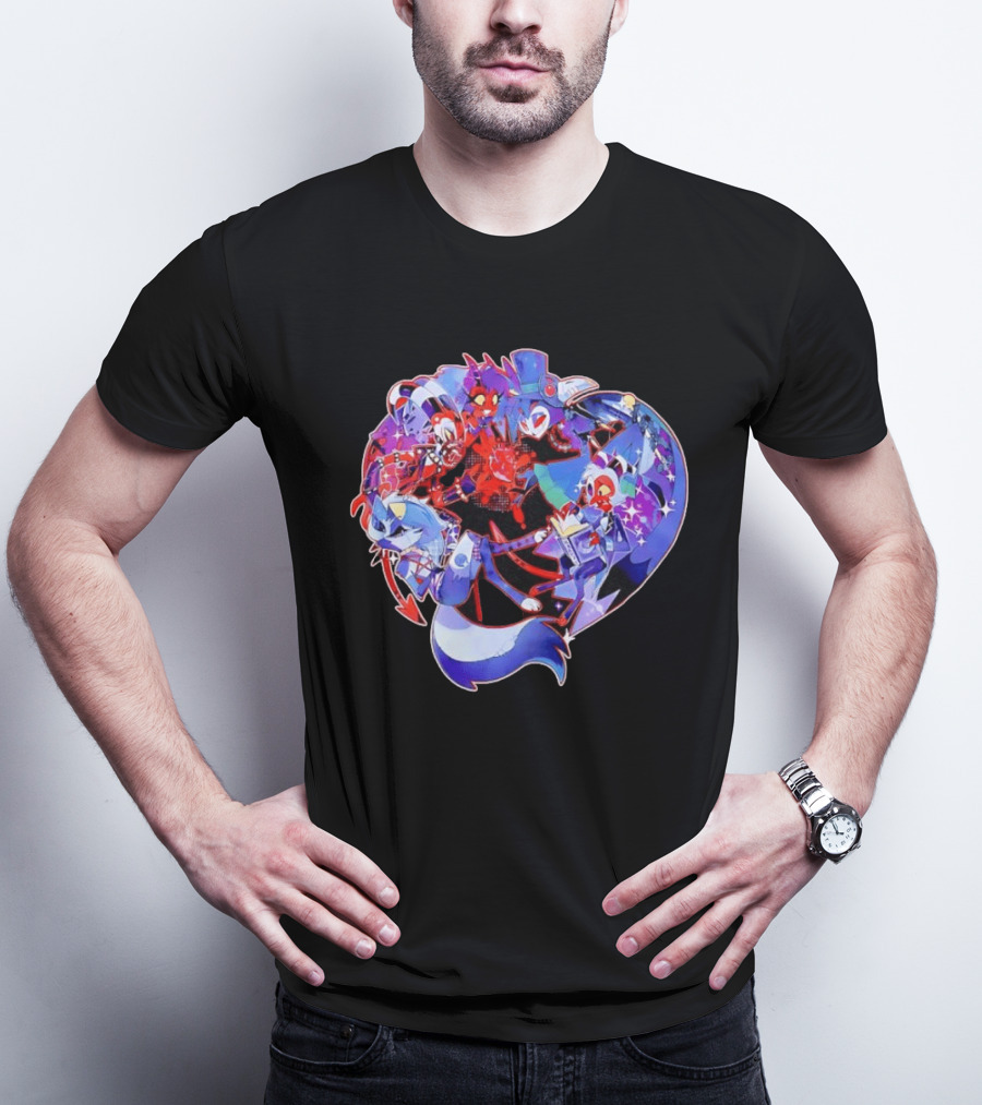 Blitzo Moxxie Millie Loona Stolas Helluva Boss Cast Crew Ensemble Vibrant Character Collage T-Shirt