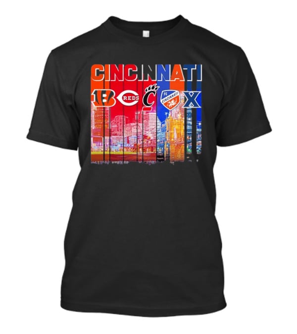 Cincinnati Bengals Reds Bearcats FC Xavier Skyline T-Shirt